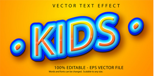 Kids text cartoon style editable effect Royalty Free Vector