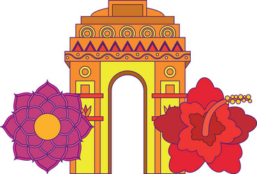 Indian building monuments icon cartoon Royalty Free Vector