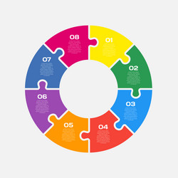 Eight pieces puzzle circle of infographic jigsaw Vector Image