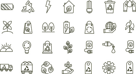 Environment ecology icons collection line Vector Image