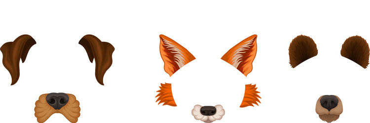 Animal snouts and ears for selfie application Vector Image