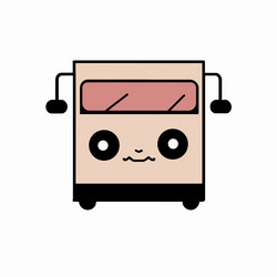 Cute kawaii bus cartoon character icon Royalty Free Vector