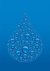 Many water drops creating big drop Royalty Free Vector Image