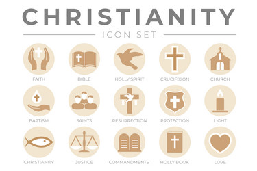 Round christianity icon set with faith bible Vector Image