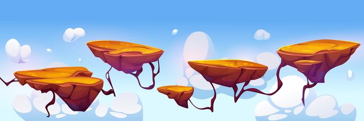 Set of floating islands game Royalty Free Vector Image