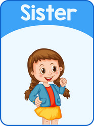 Educational English Word Card Sister Vector Image Vector Images (31)