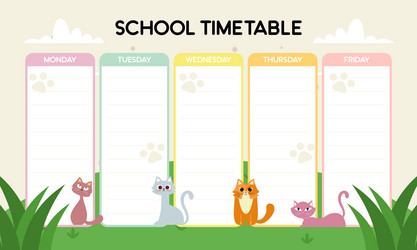School timetable poster template Royalty Free Vector Image