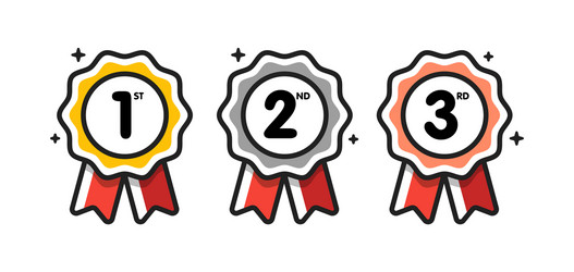 First second and third place icons award medal Vector Image