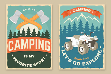 Set of camping retro posters Royalty Free Vector Image
