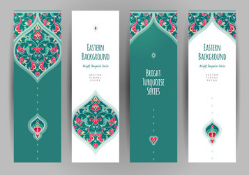 Set of vertical cards in eastern style Royalty Free Vector
