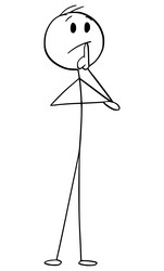 Wise person thinking cartoon stick figure Vector Image