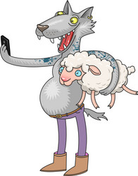 Cartoon angry wolf isolated on white background Vector Image