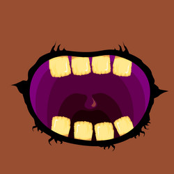 Funny orange monster face with open mouth Vector Image