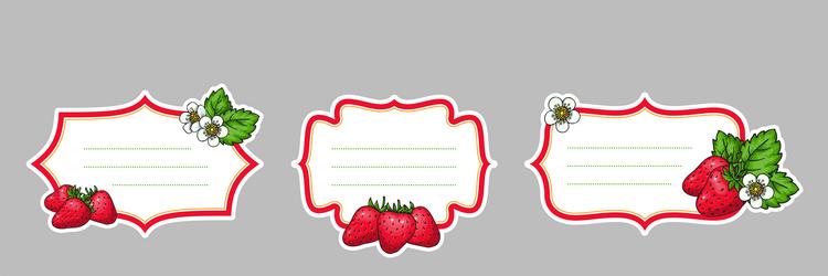 Strawberry frame tag craft badge label sticker Vector Image