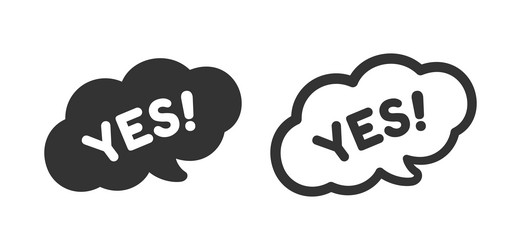 Yes speech bubble icon cute black text lettering Vector Image