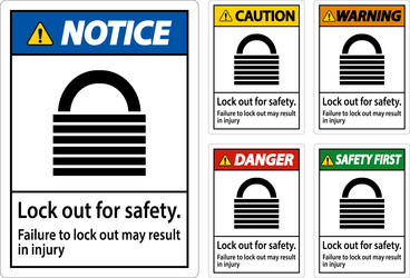 Caution lock out for safety failure to lock out Vector Image