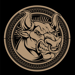 Head a ferocious bull angry animal red masc Vector Image