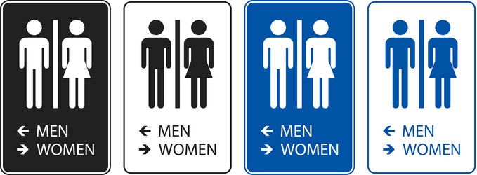 Bathroom directional sign men left women right Vector Image