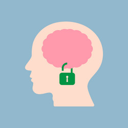 Brain lock in human head Royalty Free Vector Image