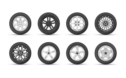 Black car rims automobile disc silhouette Vector Image