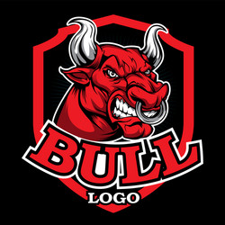 Head a ferocious bull angry animal red masc Vector Image