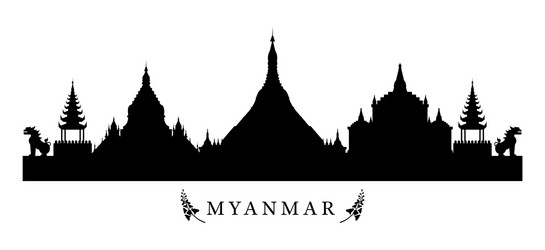 Yangon skyline myanmar linear style city Vector Image