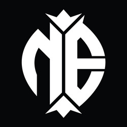 Ne logo monogram leaf shape isolated outline Vector Image