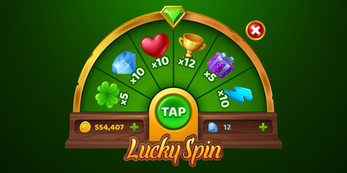 Spin roulette wheel game ui with button Royalty Free Vector