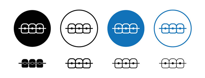 Teeth with braces icon set dental tooth brace Vector Image
