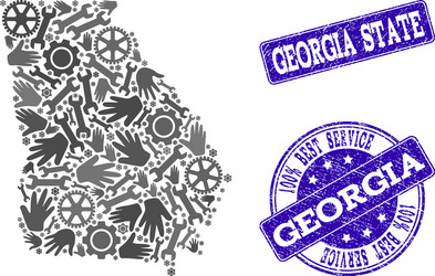 Collage of halftone dotted map georgia state Vector Image
