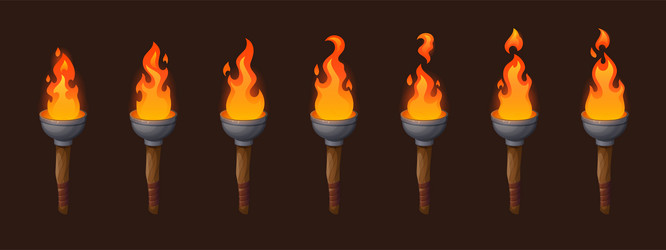 Torch burning sequence sprite animation frame set Vector Image