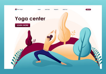 Yoga girl in pose park flat 2d character Vector Image