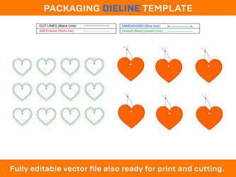 3d heart shape box storage box dieline template Vector Image