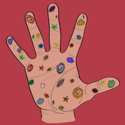 Dirty hand with germ Royalty Free Vector Image