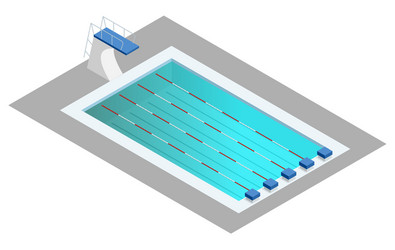Swimming disciplines isometric flowchart Vector Image