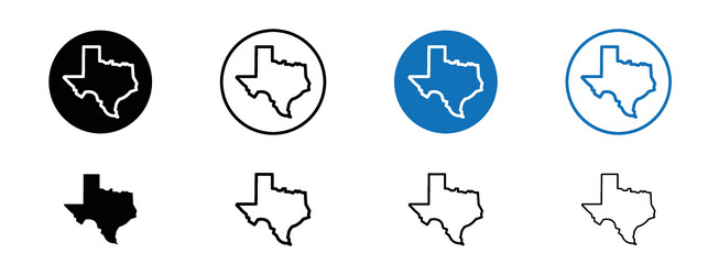 Texas map icon set state shape and flag symbol Vector Image