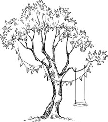 Tree with swing Royalty Free Vector Image - VectorStock