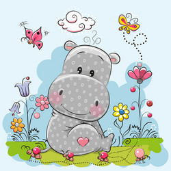 Adorable hippopotamus seamless pattern Royalty Free Vector