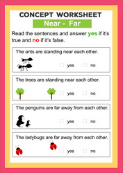 Learning concept worksheet - choose near far Vector Image