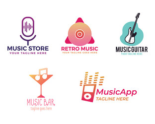 Retro music logo template music vynil Royalty Free Vector