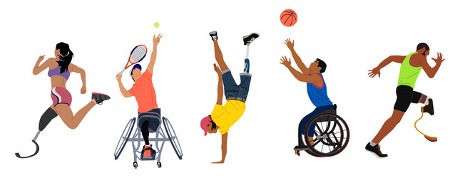 Diverse disabled people set on white Royalty Free Vector