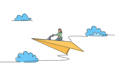 Single continuous line drawing young business Vector Image