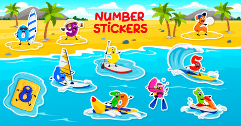 Set of cute number characters math symbols Vector Image
