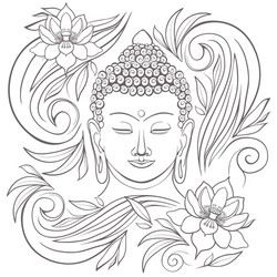 Buddhism symbols seamless pattern Royalty Free Vector Image