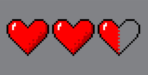 Pixel art hearts for game Royalty Free Vector Image