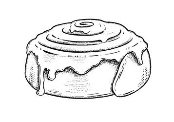 Grunge Cinnamon Roll Sketch Royalty Free Vector Image
