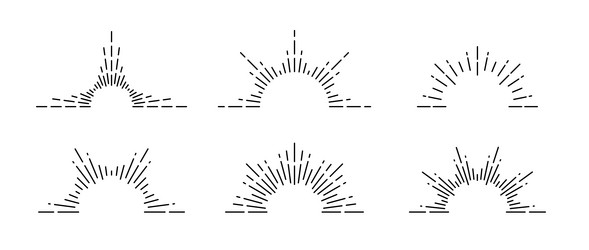 Half curved sunburst frame set vintage sunrise Vector Image
