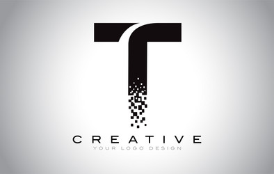 T initial letter logo design with digital pixels Vector Image