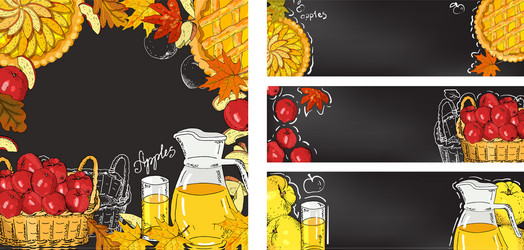Horizontal banners with apples apple slices Vector Image
