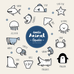 Set of aquatic animal icon Royalty Free Vector Image